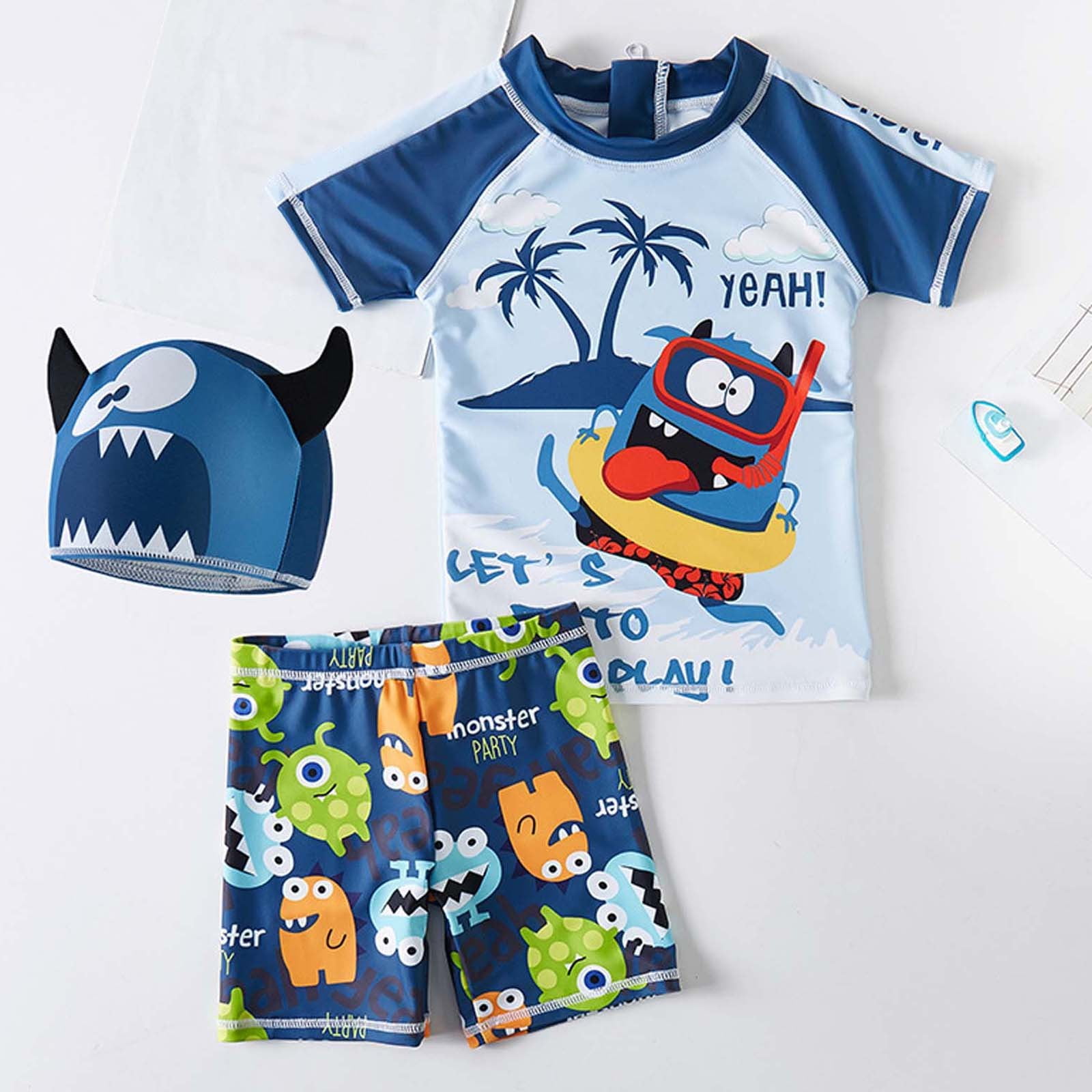 Kids Swimsuits Toddlers Baby Boys Cartoon Monster Prints Swimsuit Sun ...