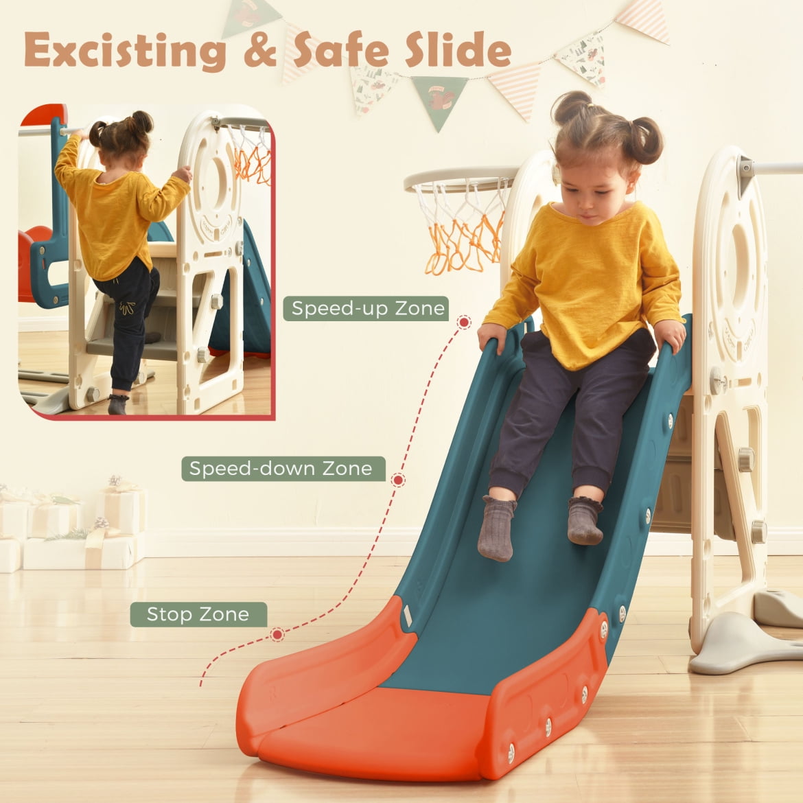 Kids Swing-N-Slide with Bus Play Structure, Freestanding Bus Toy with ...