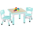 Kids Table and 2 Chairs Set for Ages 3-8 Height Adjustable Toddler ...