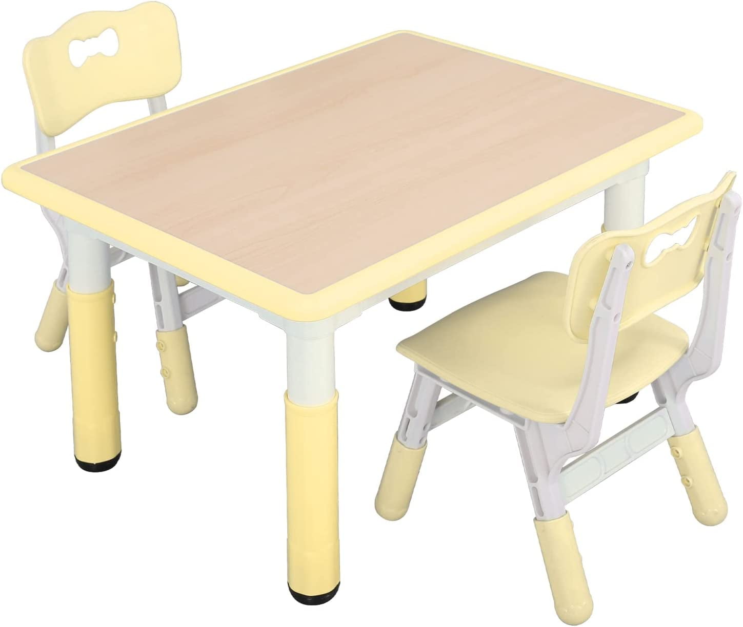 Kids Table and 2 Chairs Set, Height Adjustable Toddler Table and Chair ...