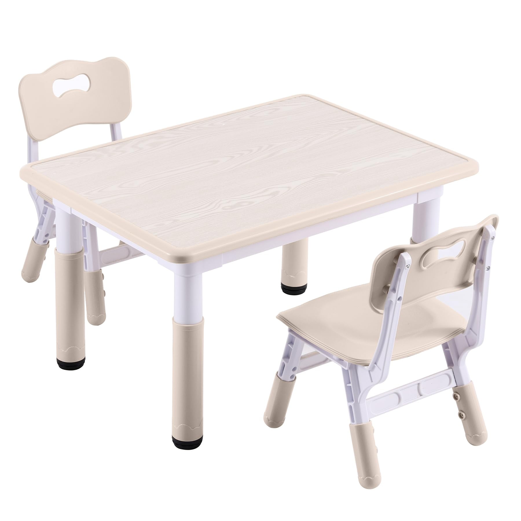 Kids Table and 2 Chairs Set, Height-Adjustable Toddler Table and Chair ...