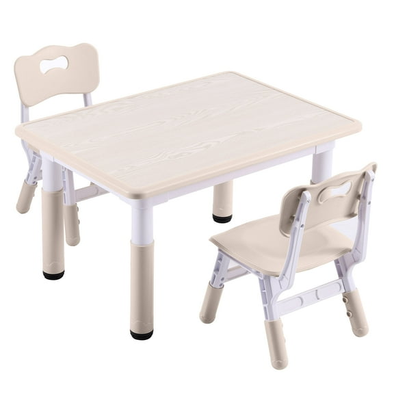Brelley Solid Wood Kids Table and 2 Chairs Set, Toddler Desk 23.6" L x ...