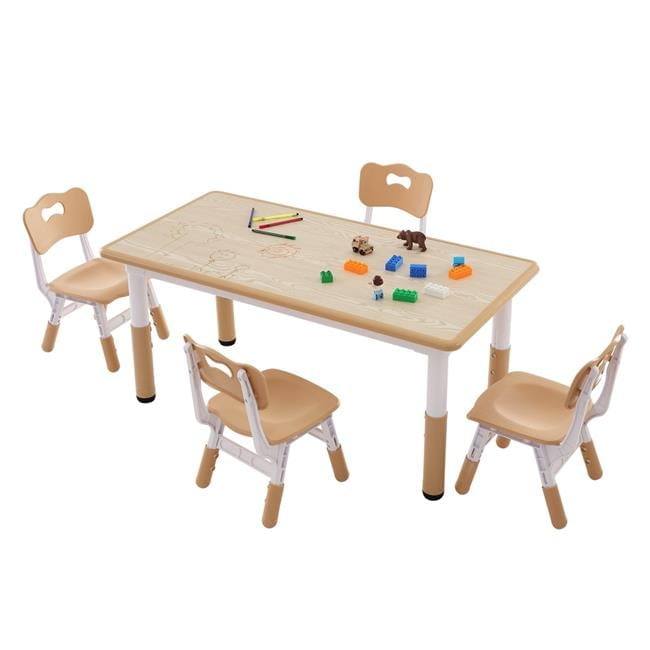 Kids Table & 4 Chairs Set Height Adjustable Kids Craft & Play Table ...
