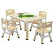 KFFKFF Kids Table and 4 Chairs Set Height Adjustable Kids Craft and ...