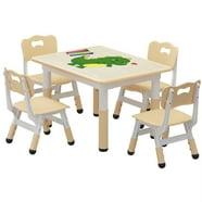 KFFKFF Kids Table and 4 Chairs Set Height Adjustable Kids Craft and ...