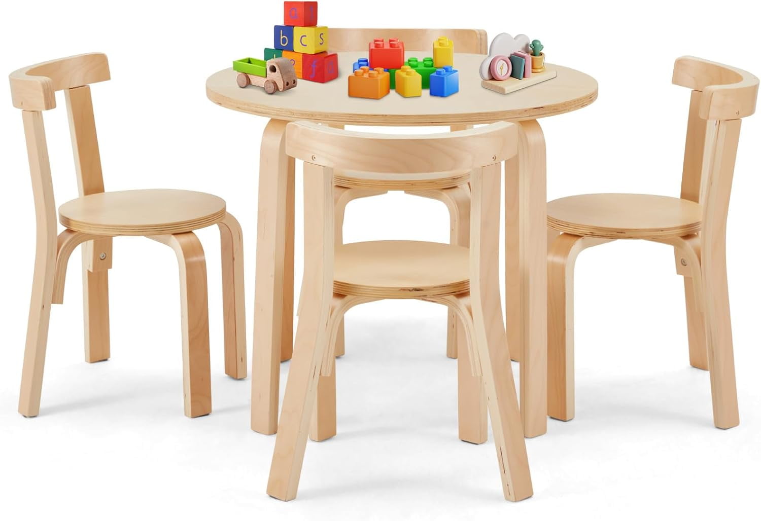 Kids Table and 4 Chairs Set - Round Table and Chair Set for Children ...