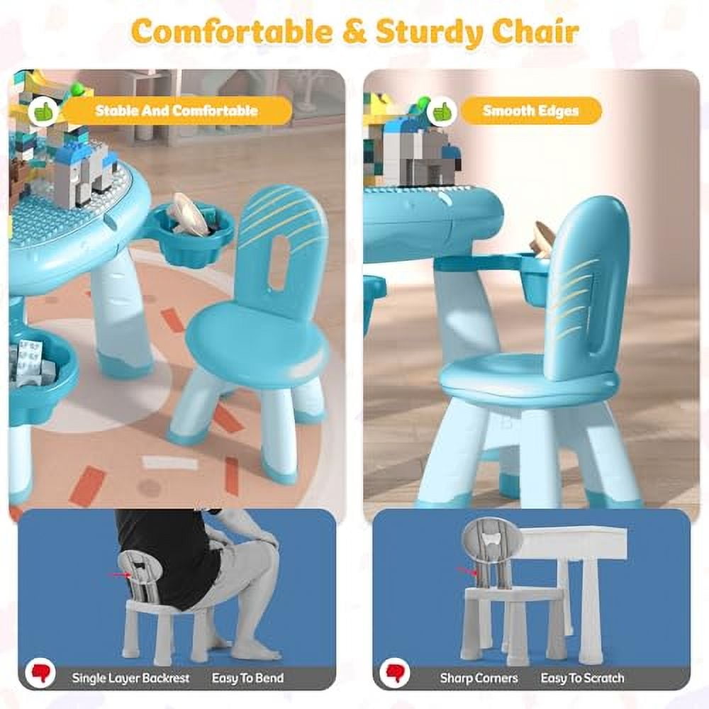 Kids Table and Chair, Kids Multi-Activity Table with Double-Side ...