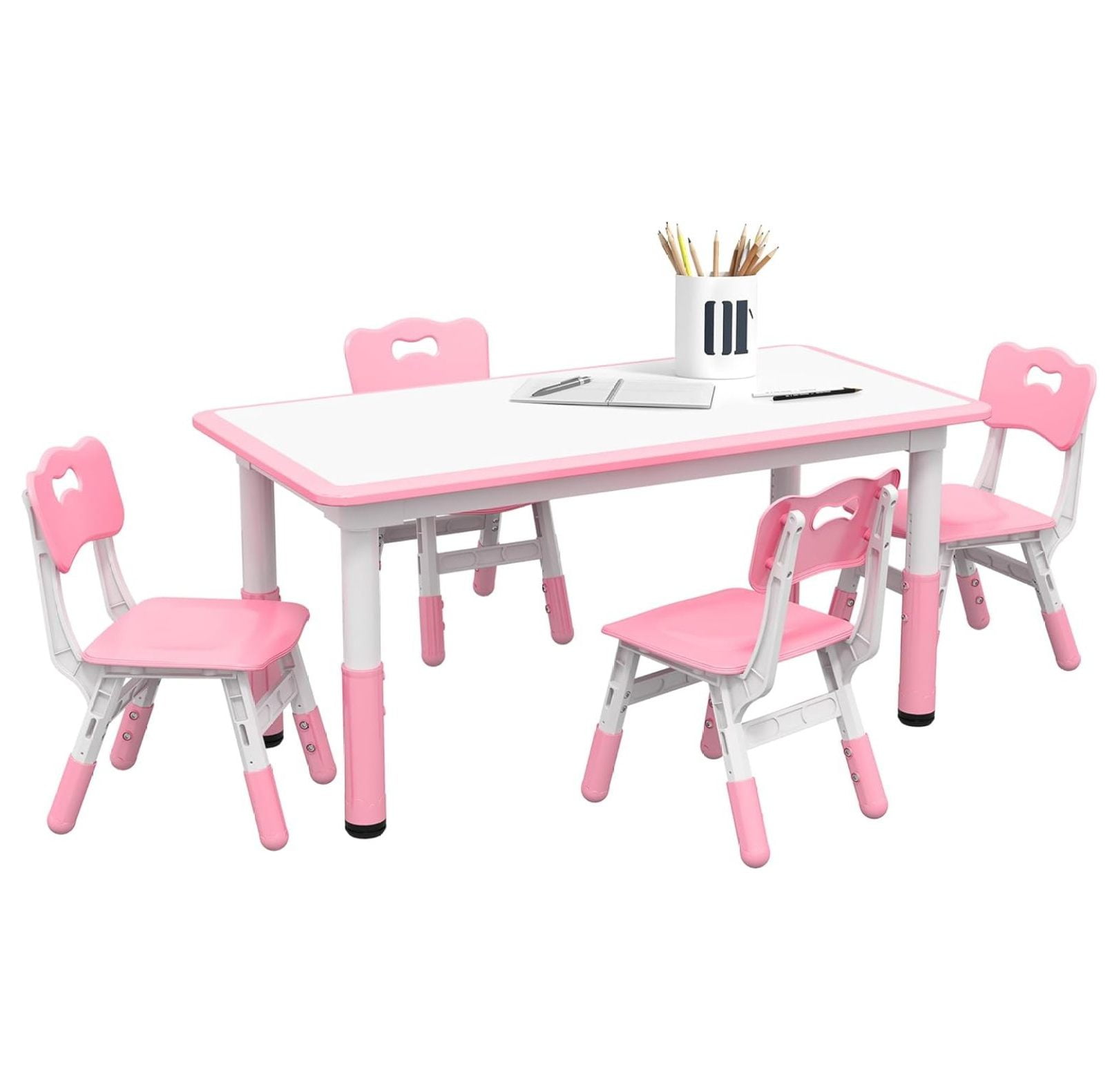 Kids Table and Chair Set, 5 Piece Toddler Table and Chair Set with 4 ...