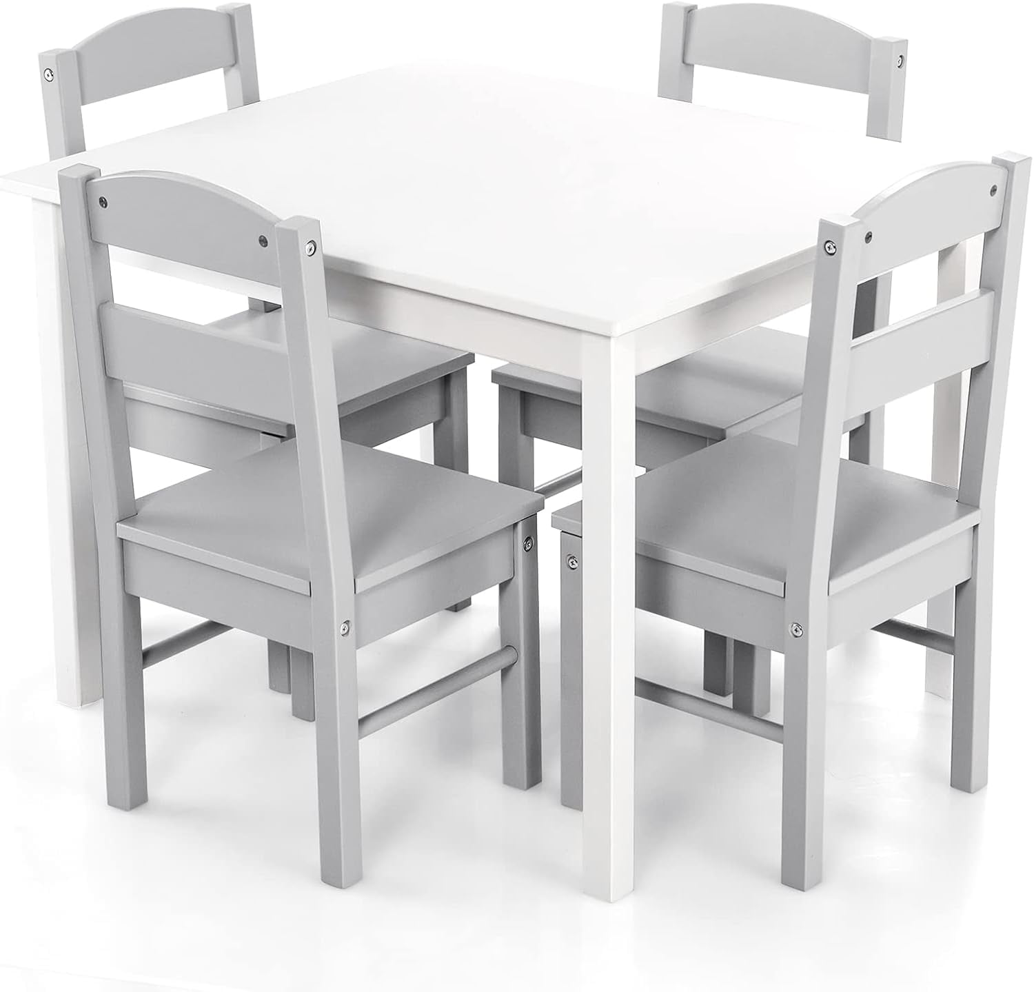 Kids Table and Chair Set, 5 Piece Wood Activity Table & Chairs for Arts ...