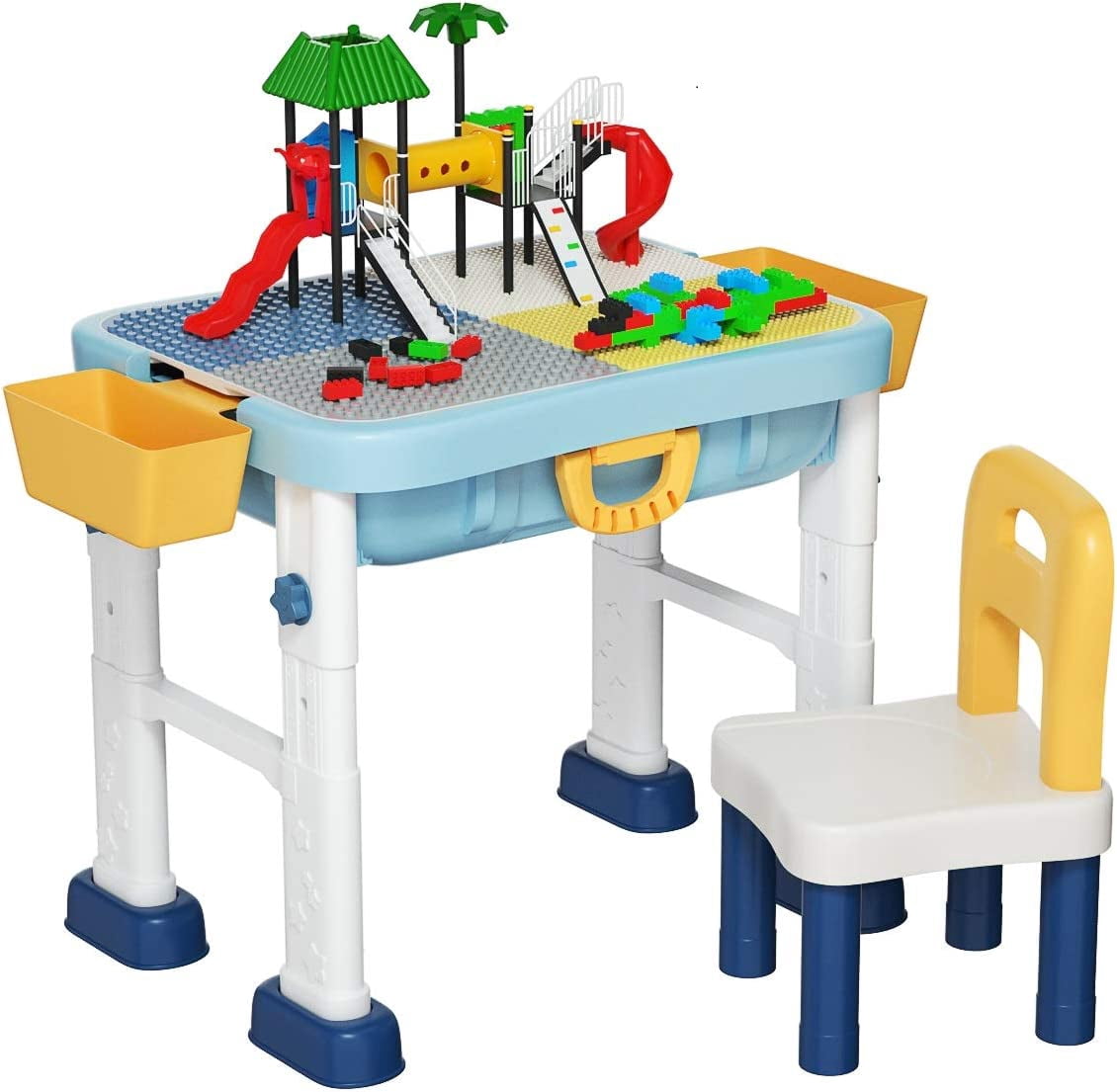Kids Table and Chair Set, 6 in 1 Activity Table for Toddlers Drawing ...
