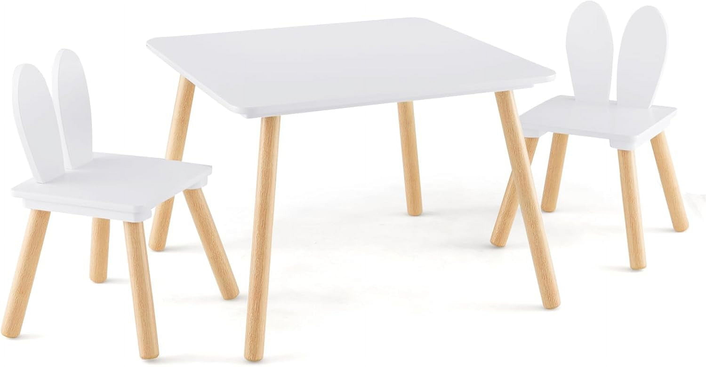 Kids Table and Chair Set, Children Wooden Activity Table & 2 Chairs Set ...