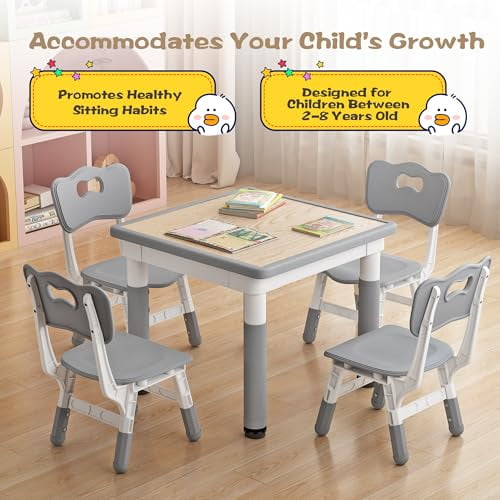 Kids Table and Chair Set, Graffiti Desktop Kids Tables for Ages 3-8 ...
