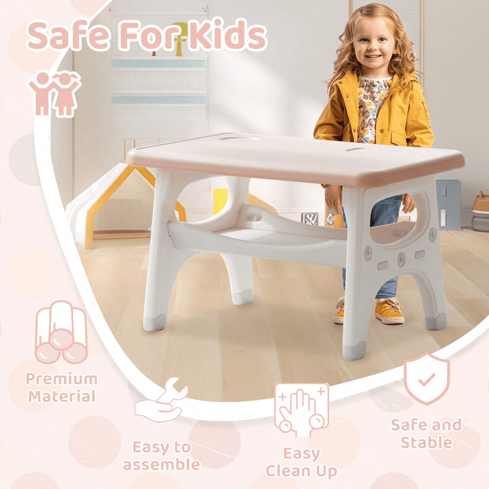 Kids Table And Chair Set, Plastic Children Activity Table With 2 Chairs ...