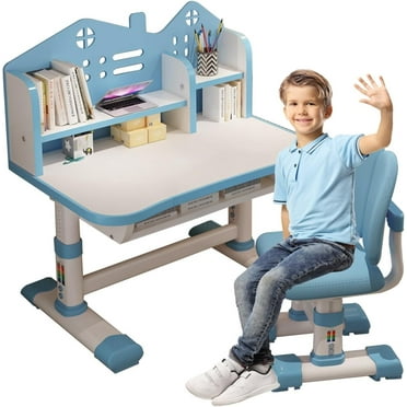 Guidecraft Kids' Height Adjustable Media Desk and Chair Set - Navy ...