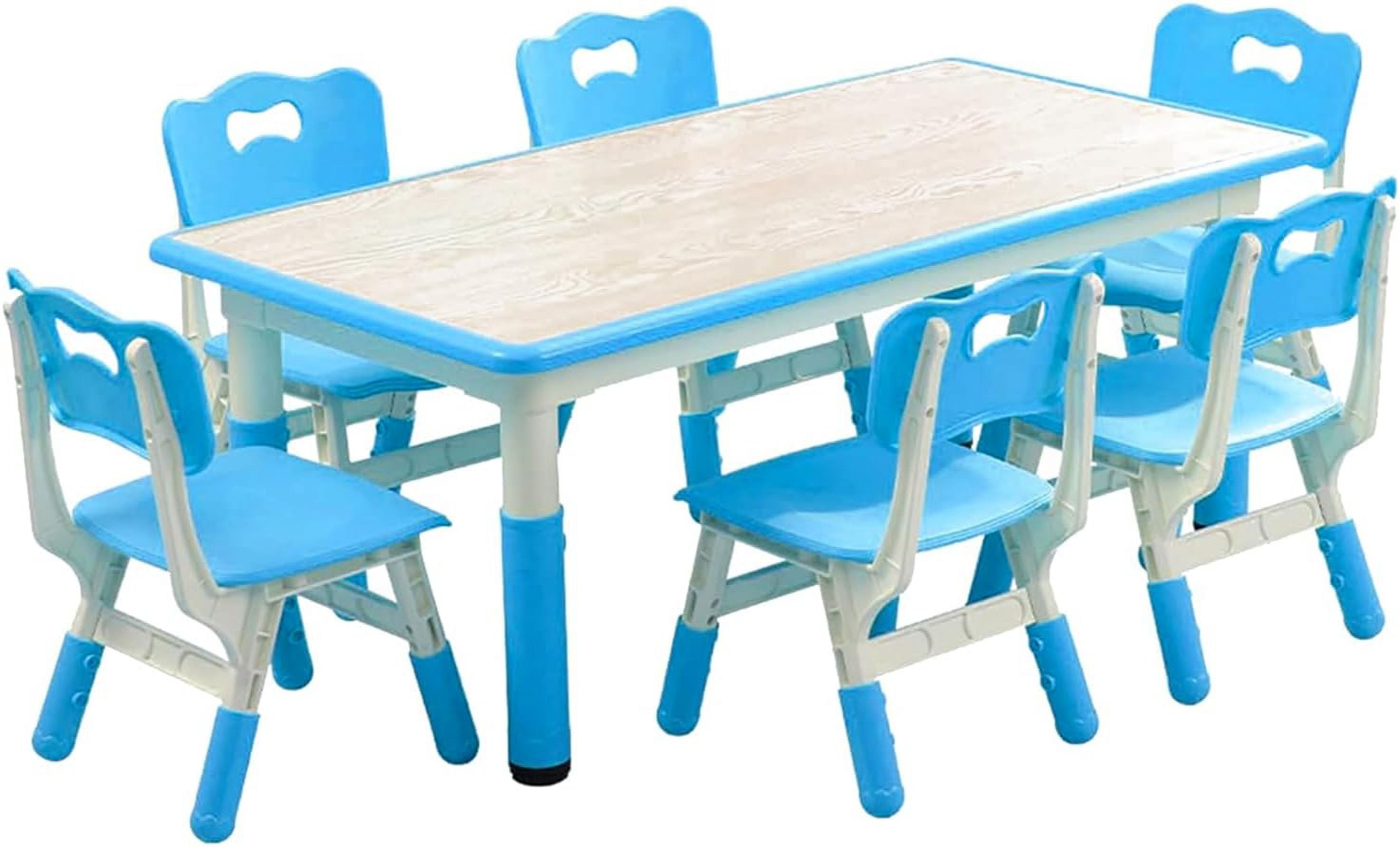 Kids Table and Chairs Set Height Adjustable Desk With 6 Seats for Ages ... Kids Table and Chairs Set Height Adjustable Desk With 6 Seats for Ages ...