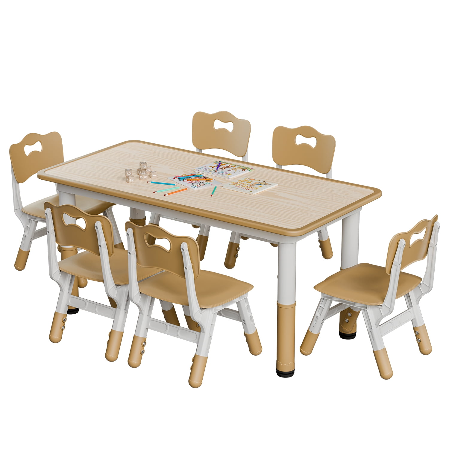 Kids Table and Chairs Set, Height Adjustable Toddler Table and Chair Set for Age 3-8, Children ...