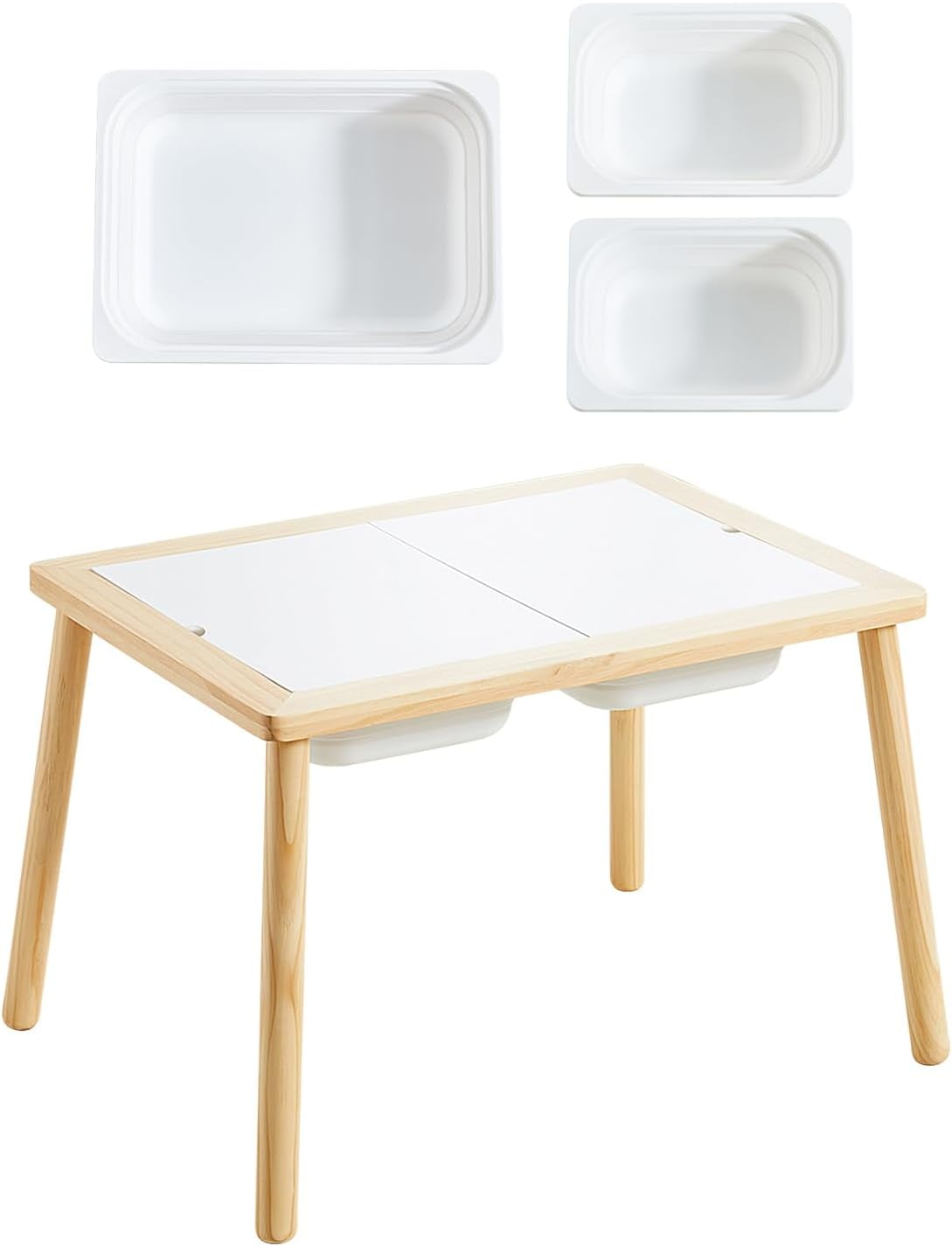 Kids Table, Play Sand Indoor Sensory Table, with 3 Storage Bin for Kids ...