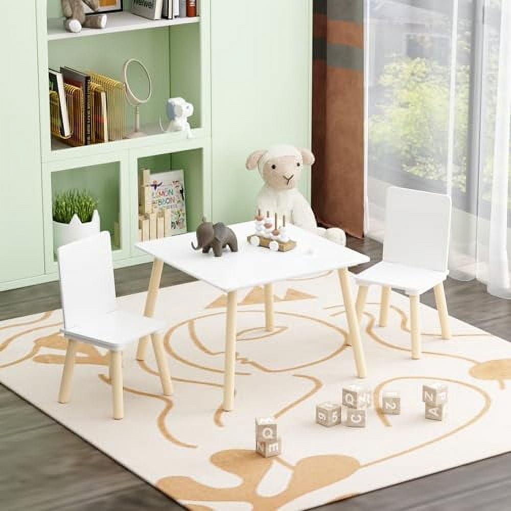Kids Table and Chairs, Childrens Table and Chair Set of 3 Piece, Wooden ...