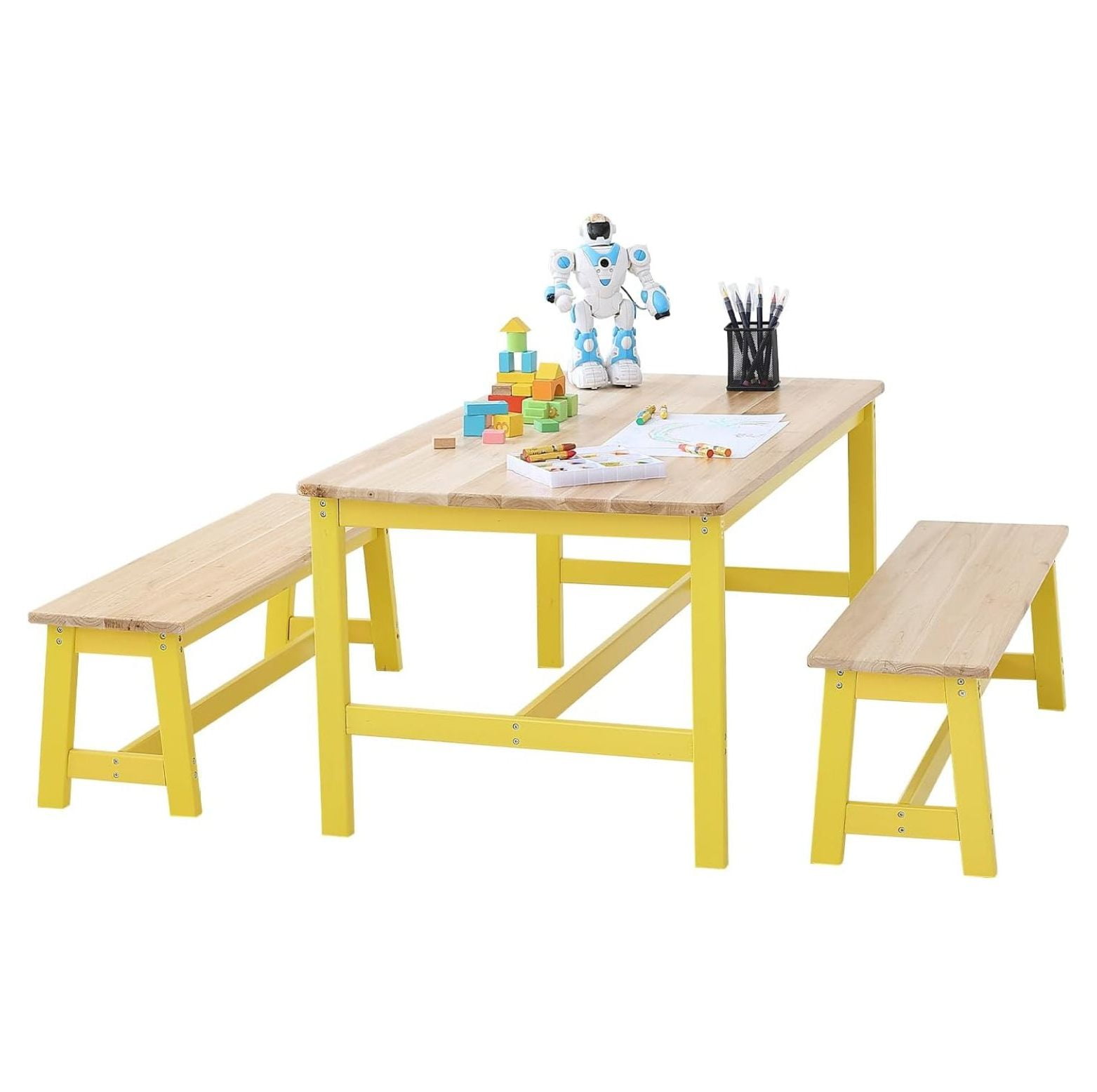 Kids Table and Set, Toddler Table and Chair Set of 3, Wood Activity ...