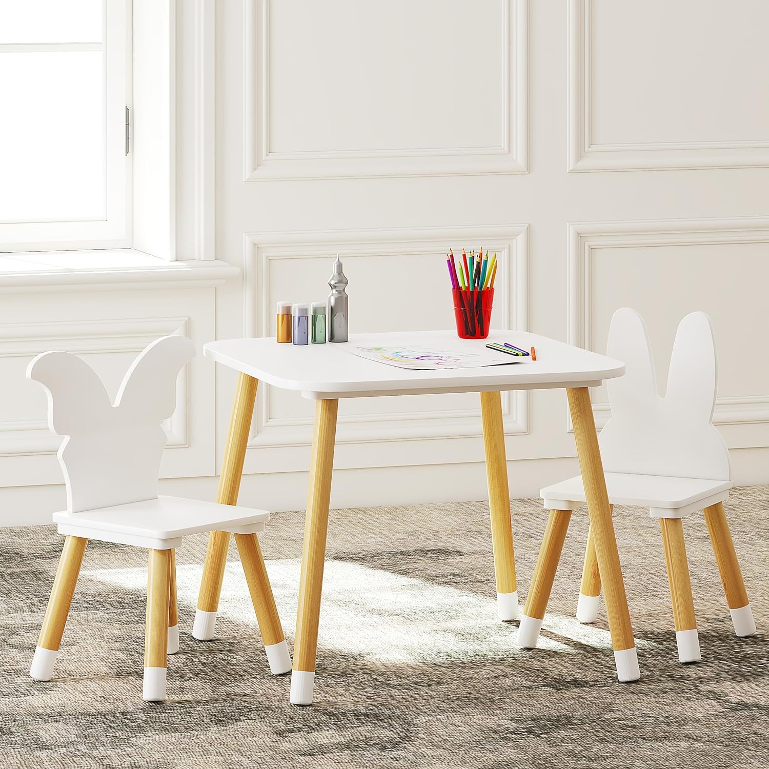 Kids Table with 2 Chairs Set, Kids Table and Chair Set,3 Piece Kiddy ...