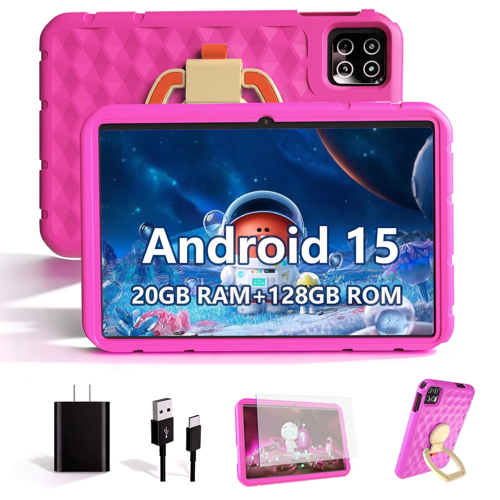 Kids Tablet 10.1 inch Android 15 Octa-Core Tablets with Drop-proof Case ...