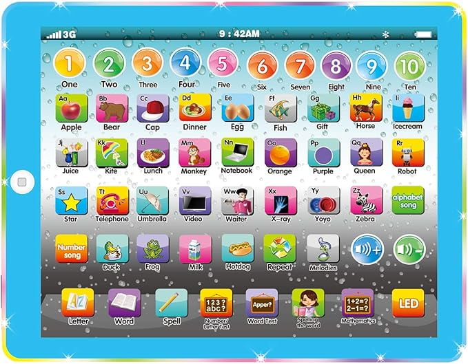 Kids Tablet Learning Pad Toddler Tablet with ABC Word Song Music Number ...