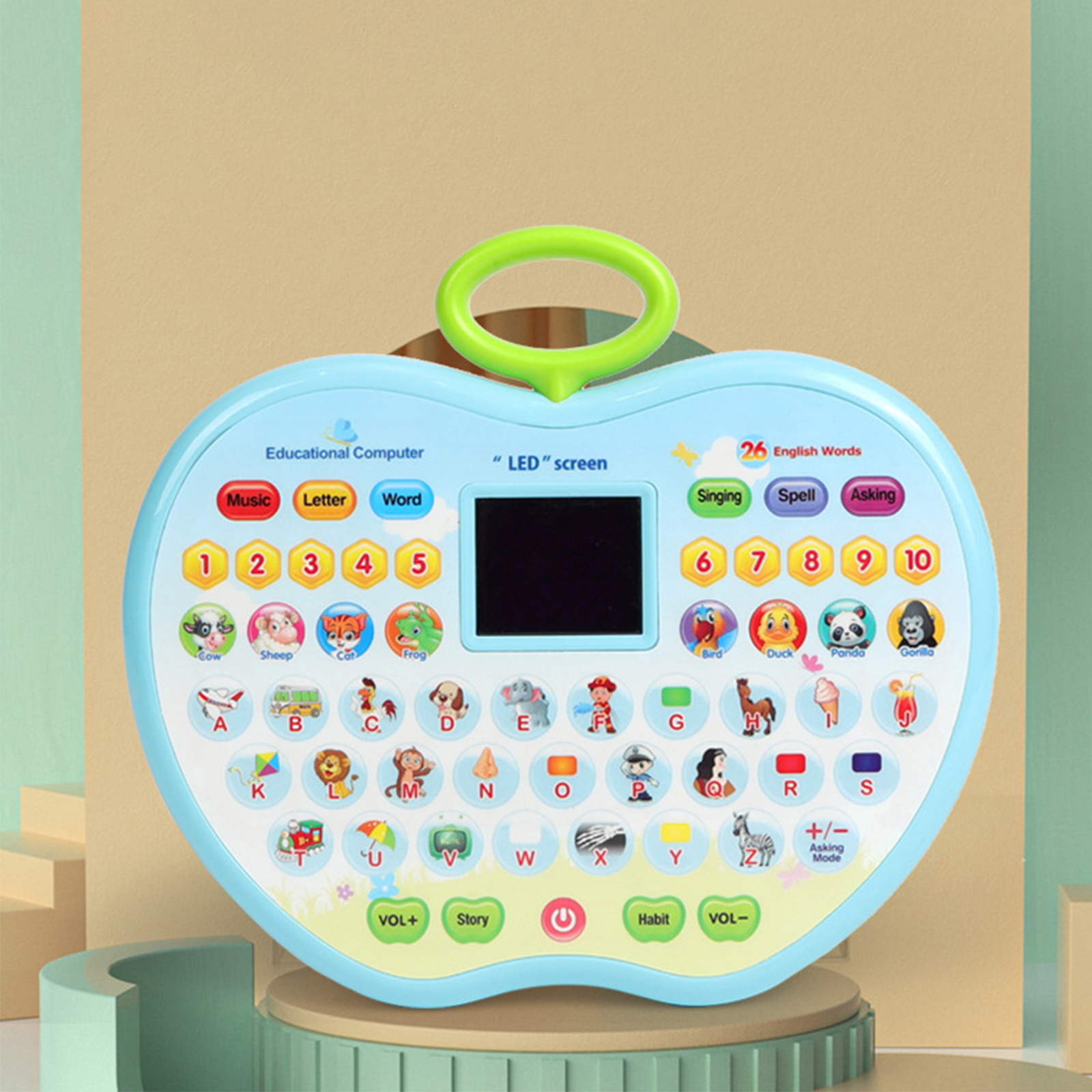Kids Tablet Toddler Learning Pad with LED Screen Teach Alphabet Numbers ...