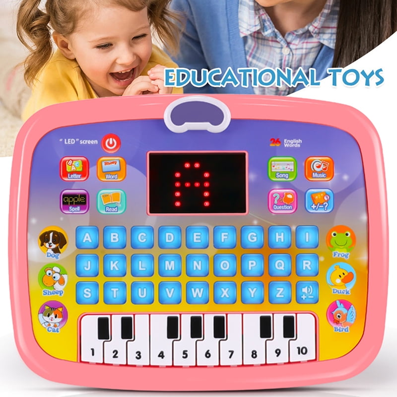 Kids Tablet Toddler Learning Toy Pad with LED Screen Teach Alphabet ...
