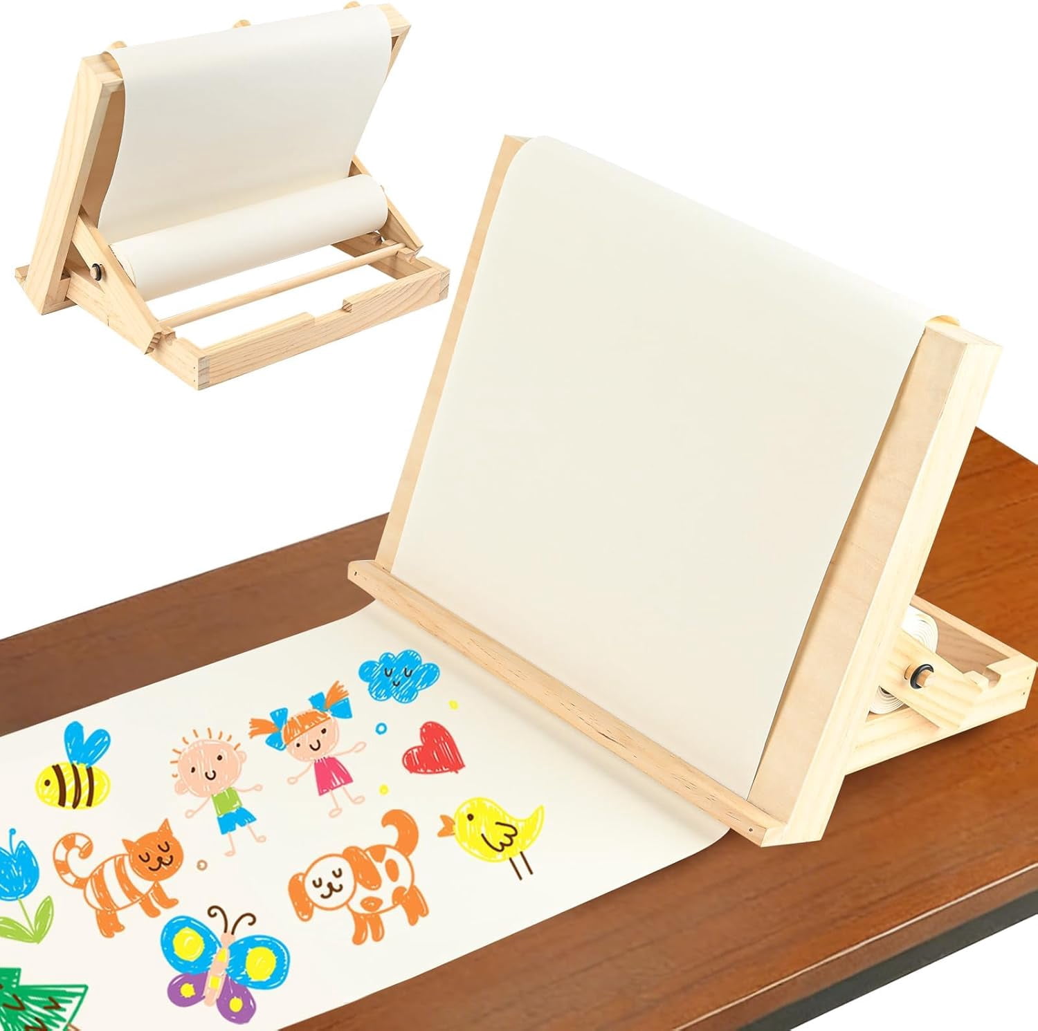 Kids Tabletop Art Easel with Paper Roll Dispenser | Adjustable Portable ...