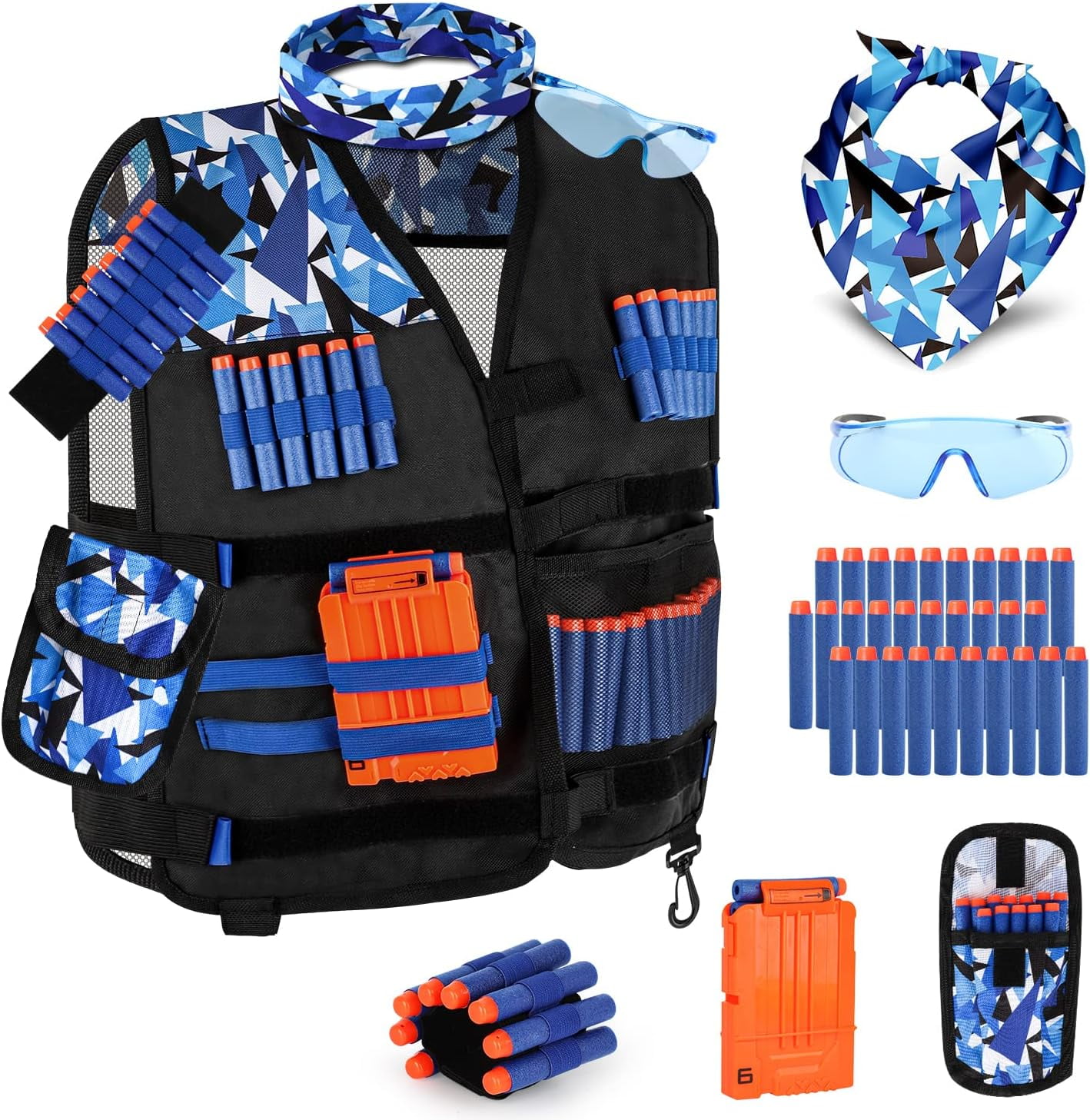 Tactical Vest Kit for Nerf Guns With Safety Gear, Bullet Holders and ...