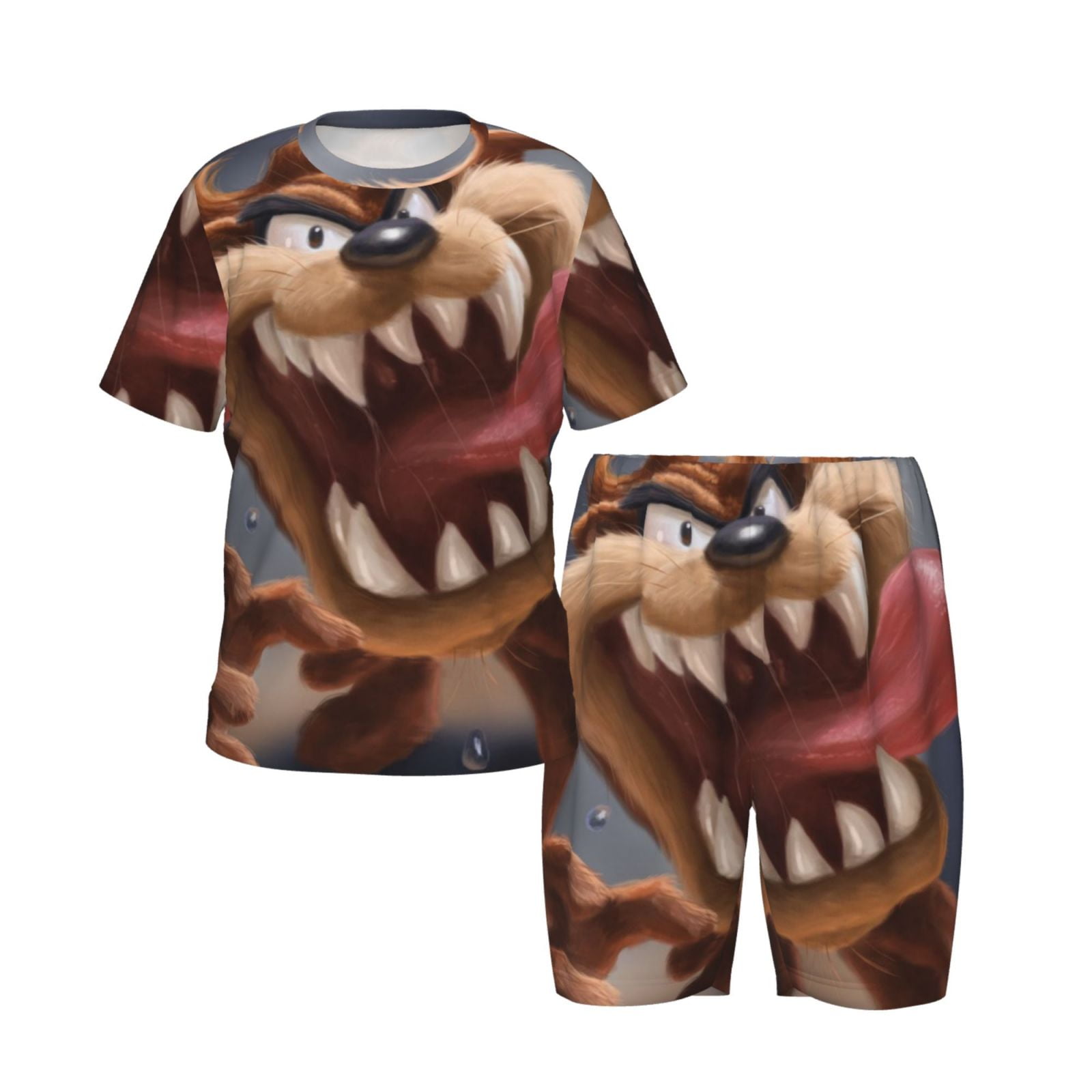 Kids Taz Animal Mania Pajama Set Kids Cartoon Tee Shirt And Short Set ...