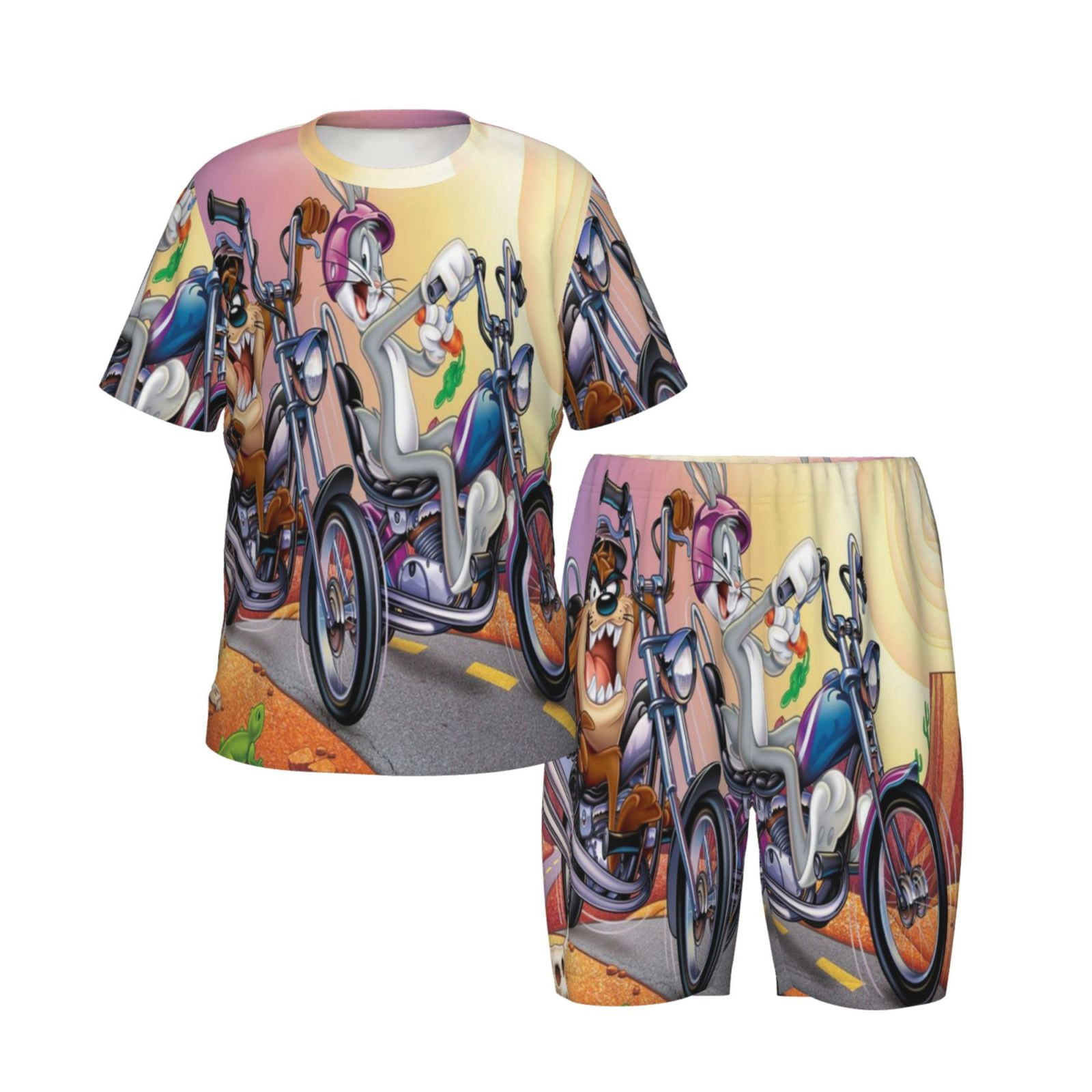 Kids Taz Animal Mania Pajama Set Kids Cartoon Tee Shirt And Short Set ...