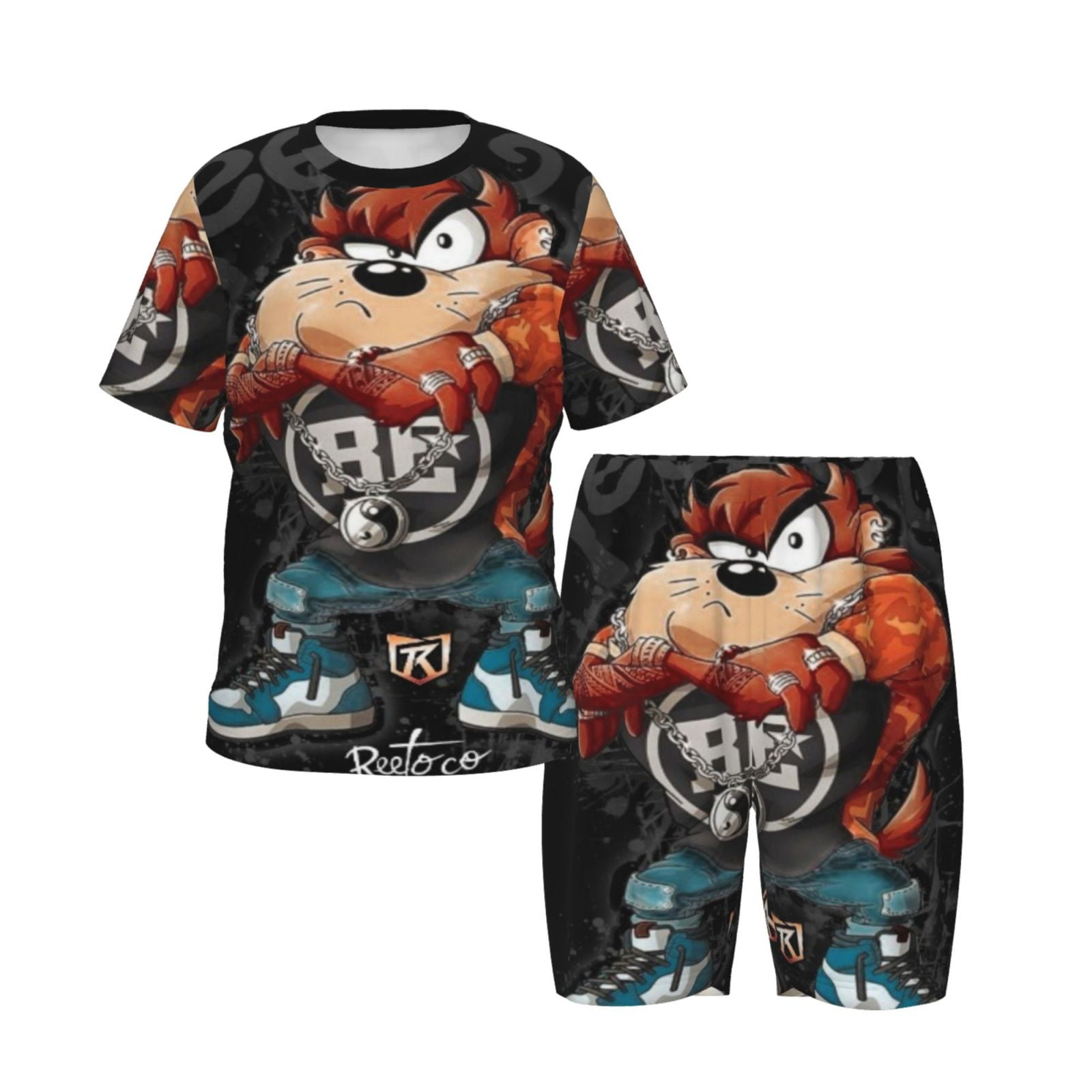 Kids Taz Mania Pajama Set Kids Cartoon Tee Shirt And Short Set 2PCS ...