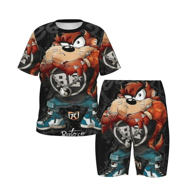 Kids Taz Mania Pajama Set Kids Cartoon Tee Shirt And Short Set 2PCS ...