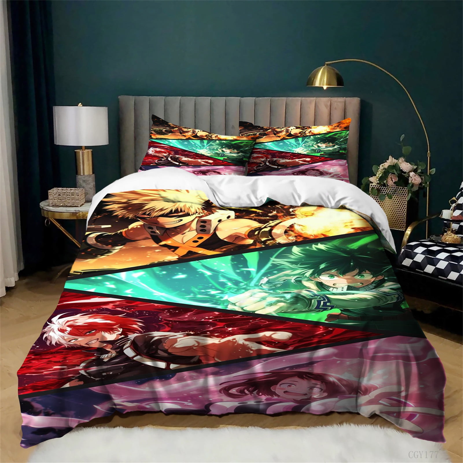 Kids Teen My Hero Academia Bedding Set 3 Pieces Cartoon Duvet Cover Set ...