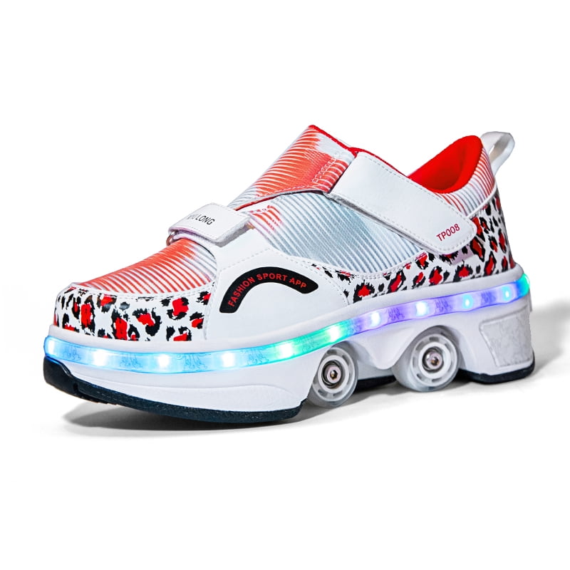Kids Teen Wheels Shoes with Lights Women Men Rechargeable Roller Skates ...
