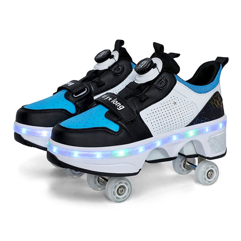 Kids Teen Wheels Shoes with Lights Women Men Rechargeable Roller Skates ...