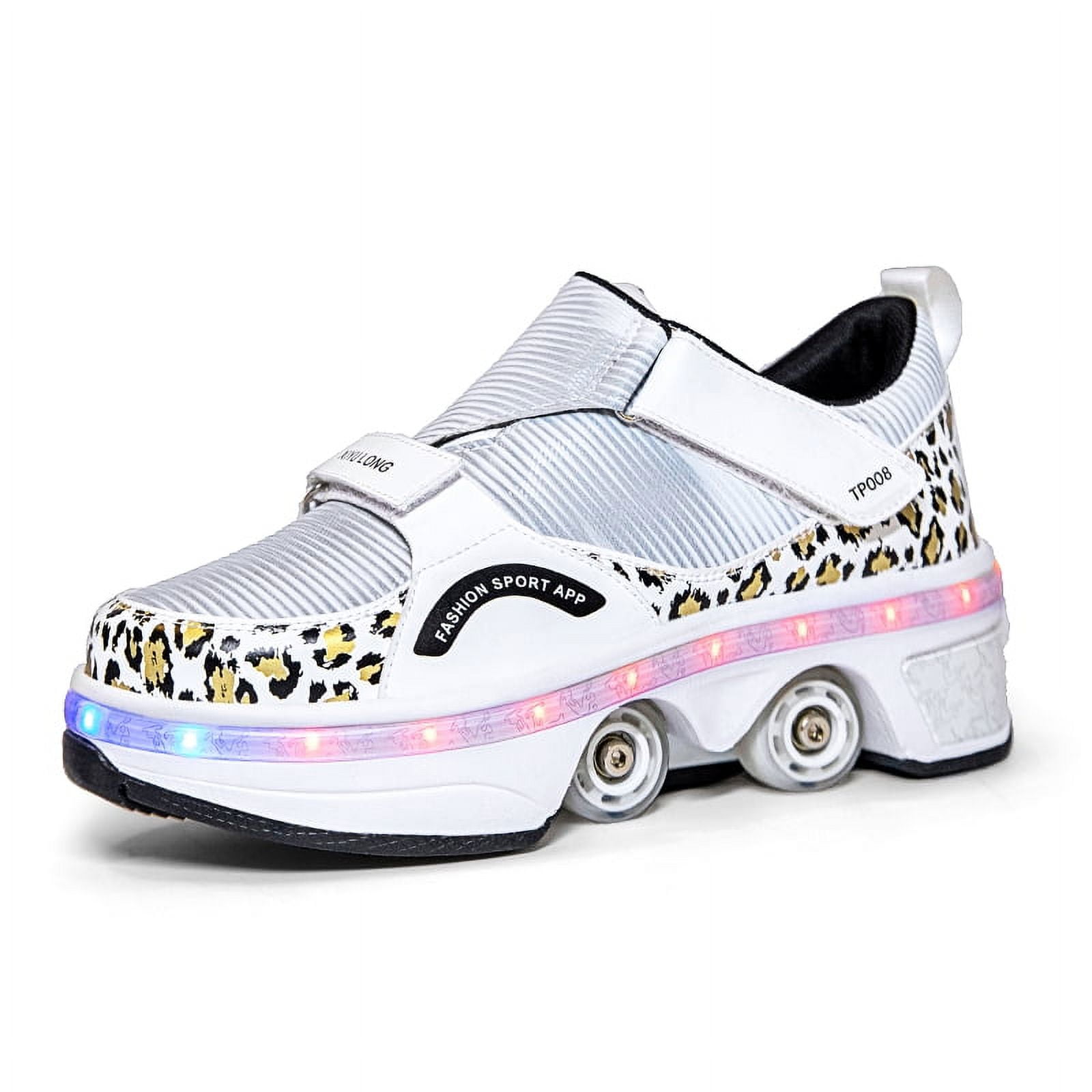 Kids Teen Wheels Shoes with Lights Women Men Rechargeable Roller Skates ...
