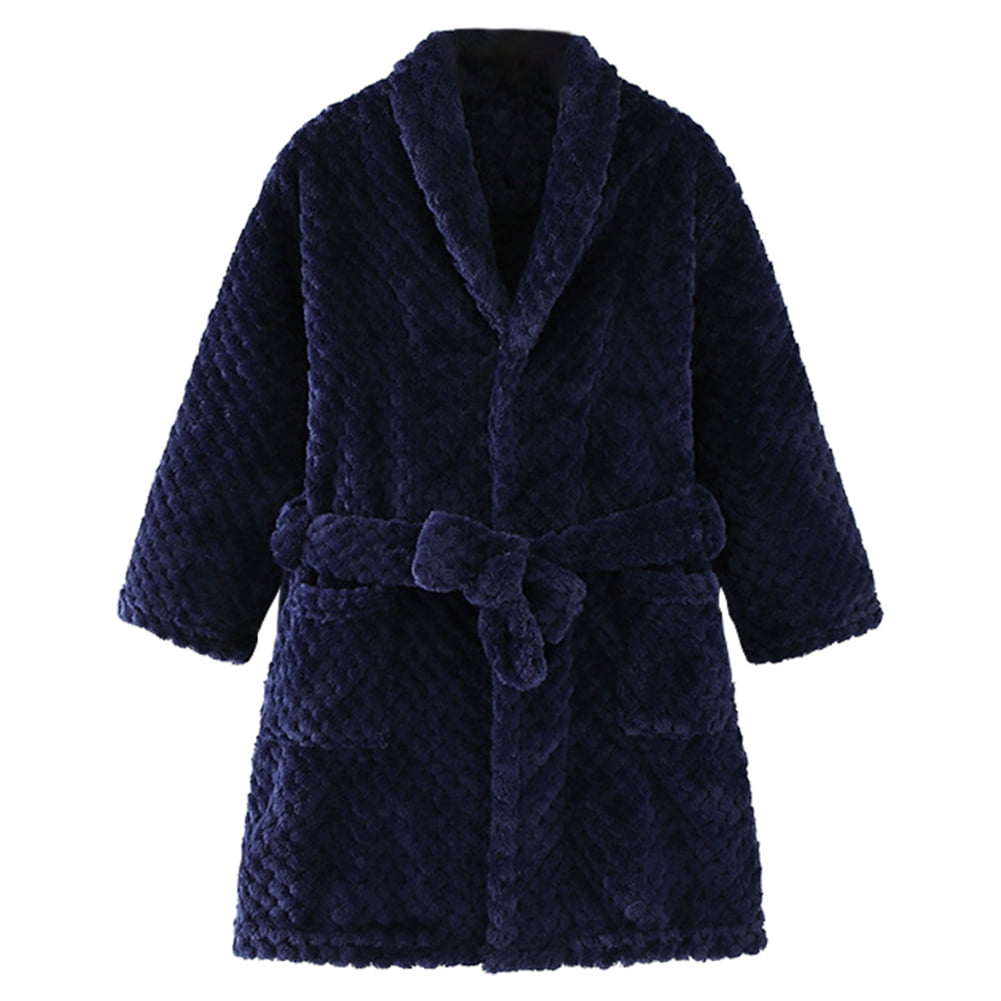 Kids Teens Boys Girls Robe Soft Warm Flannel Bathrobes with Belt and ...