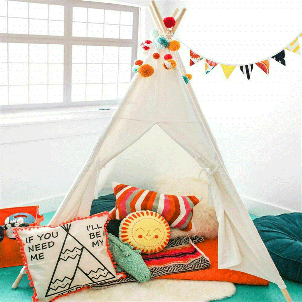 Kids-Teepee, Natural Cotton Canvas Toddler Tent - Washable Foldable ...
