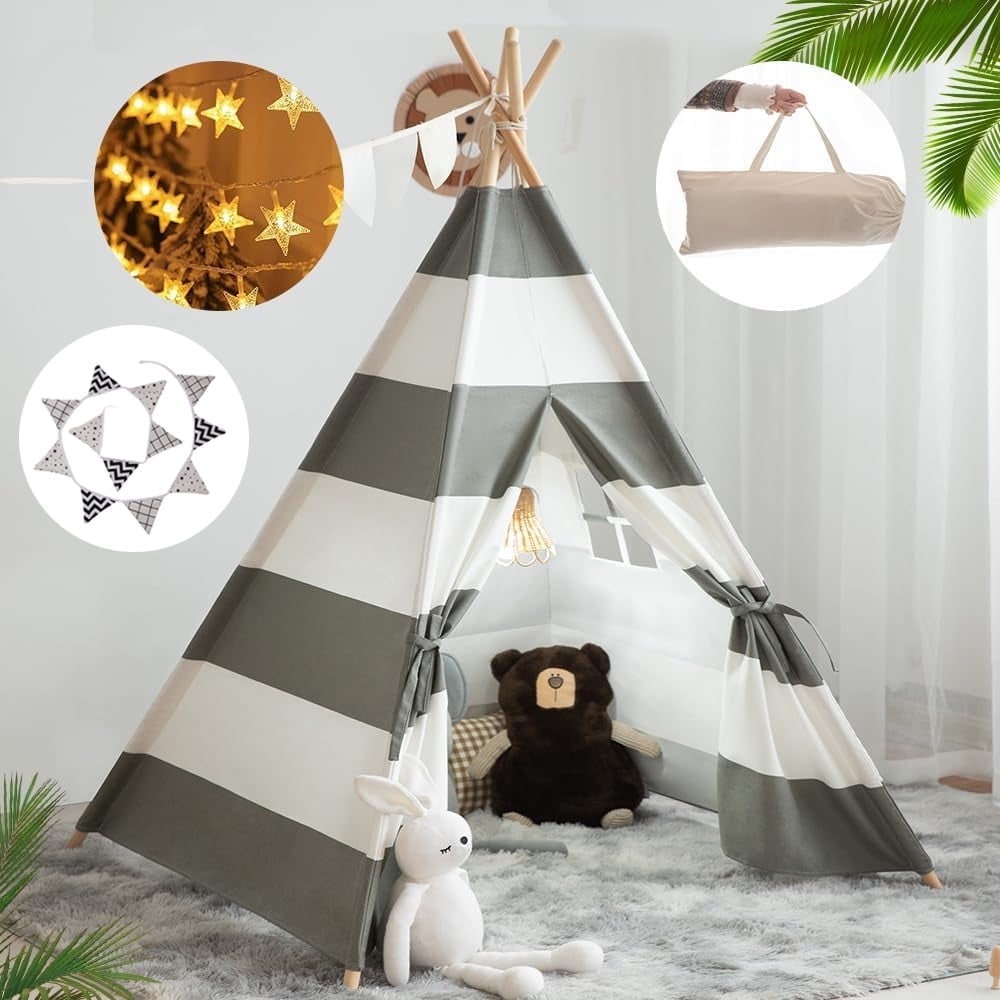 Kids Teepee Tent, Kids Play Tent with Light String, Toddler Play Tent ...