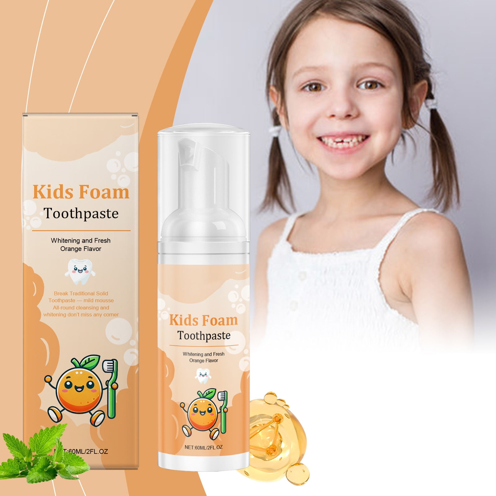 Kids Teeth Whitening Mousse, 30ml - Gentle, Non-Irritating Formula for Fresh Breath & Bright ...