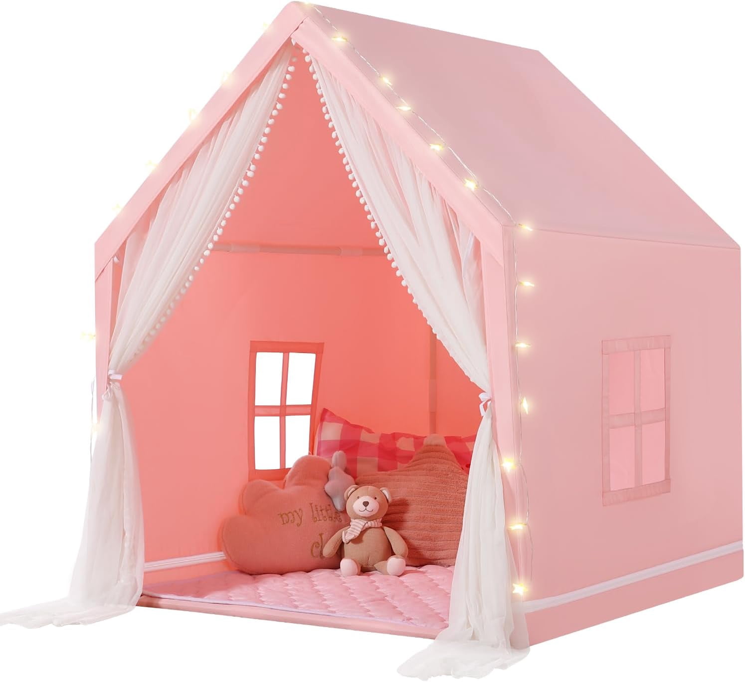 Kids Tent Indoor for Toddlers: with Mat, Star Lights - Kids Playhouse ...
