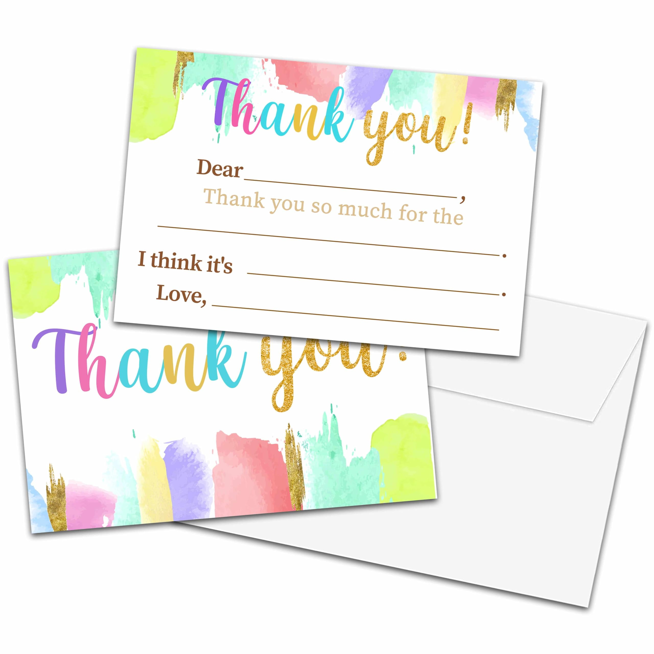 Kids Thank You Cards Fill in the Blank, Art Painting Thank You Cards ...
