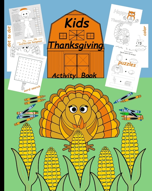 Kids Thanksgiving Activity Book: Brain Teaser for kids Simple Word ...