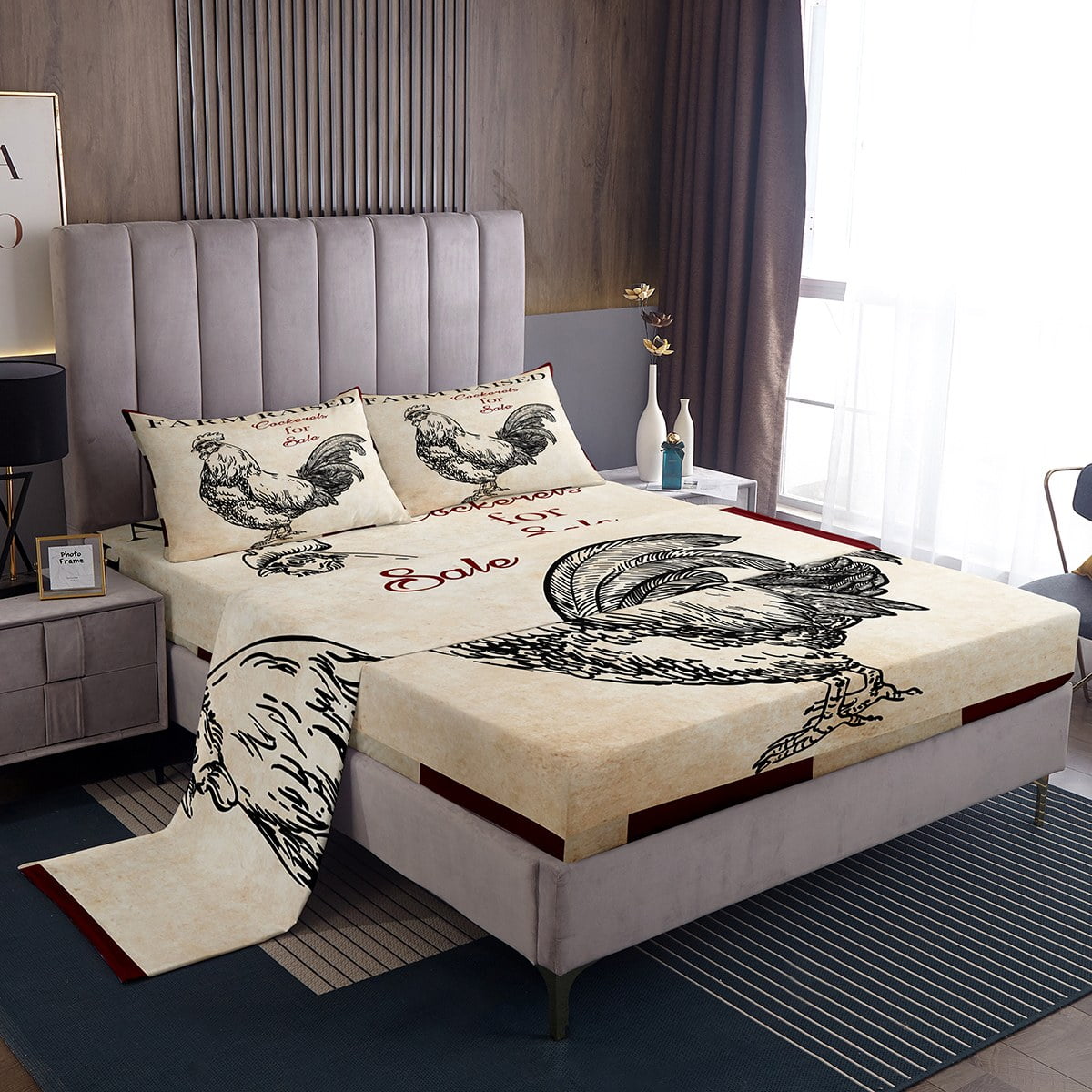 Thanksgiving Sheet Set Cockerels Farm Animals Sheets, Rustic Barn Door ...