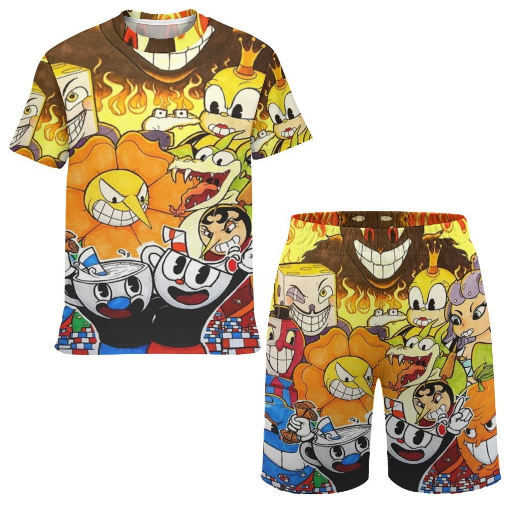 Kids The Cuphead Show Short Sleeve T-Shirt And Shorts Outfit Set ...