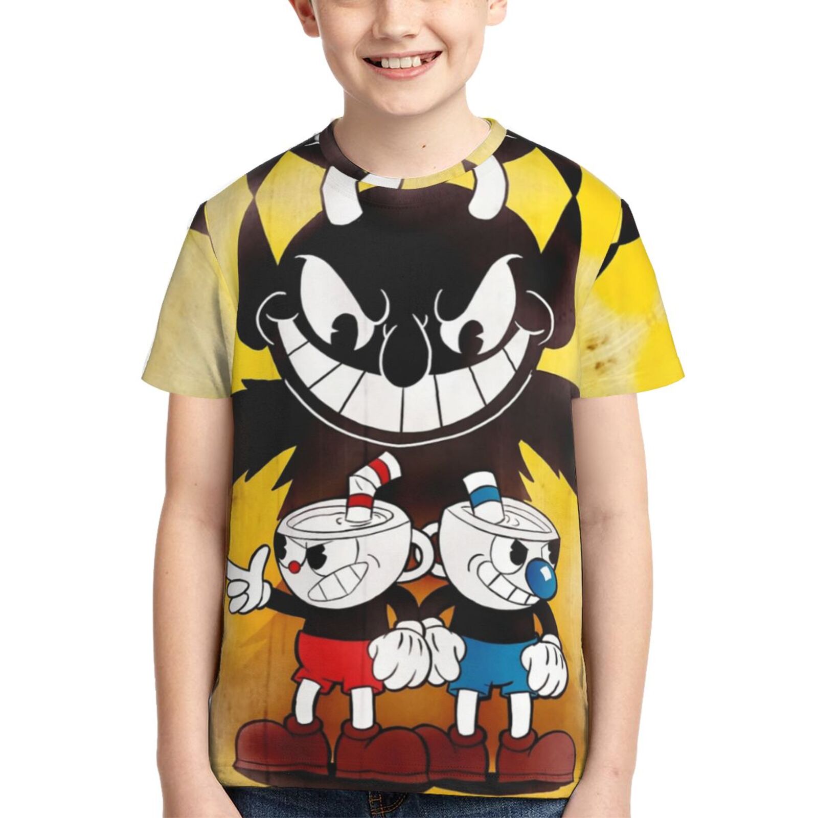 Kids The Cuphead Show T-Shirt 3d Printed Shirt Short Sleeve Top Tees ...