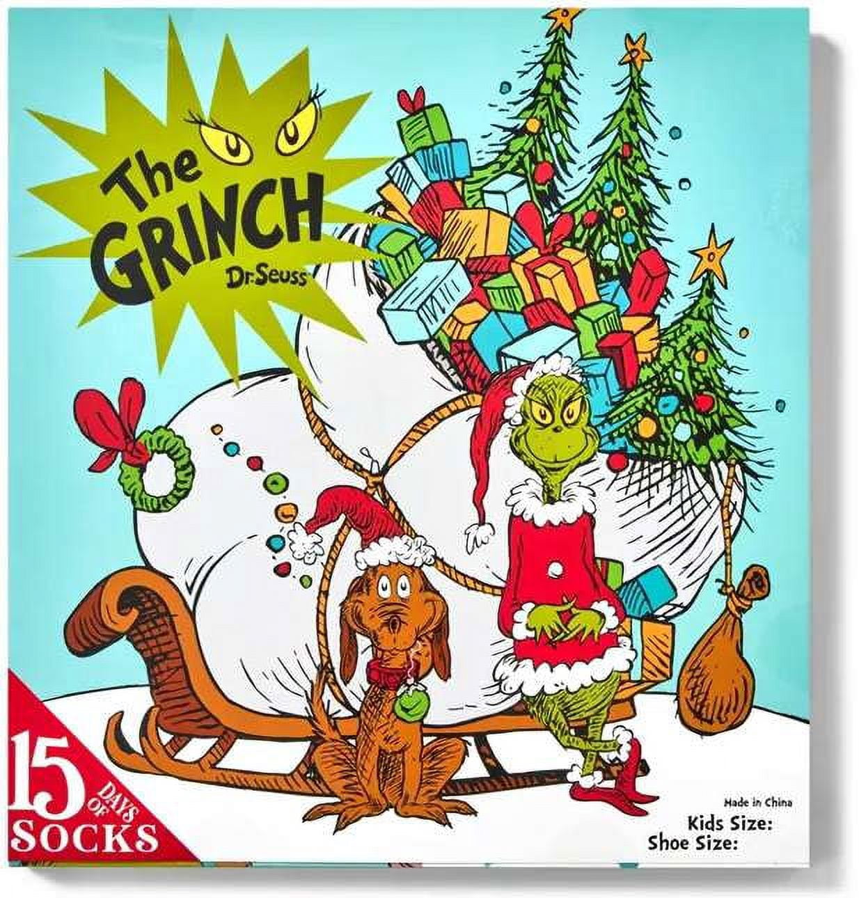 Kids' The Grinch 15 Days of Socks Advent Calendar - Medium - Walmart.com