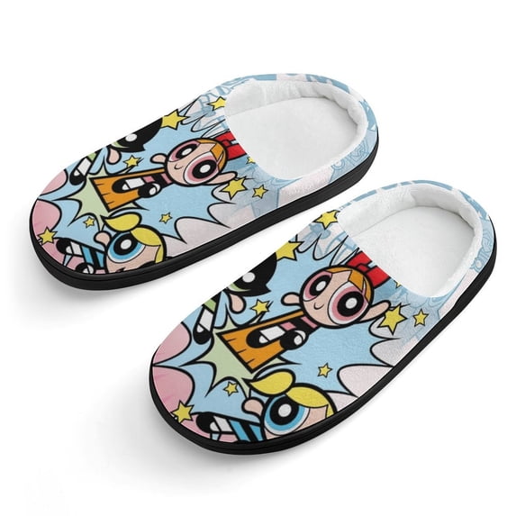 Kids The Powerpuff Girls Slippers Boys Girls Non-Slip Fuzzy House ...